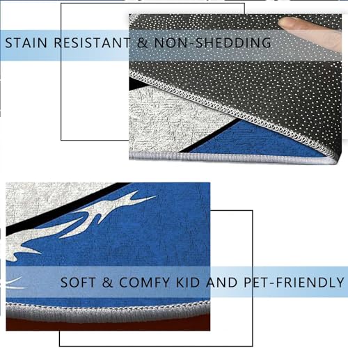 Round Chair Mat for Hard Floors Cartoon Floor Protectors for Chairs Violet Blue White Back Office Chair Mat with Lip for Carpets 4 FT