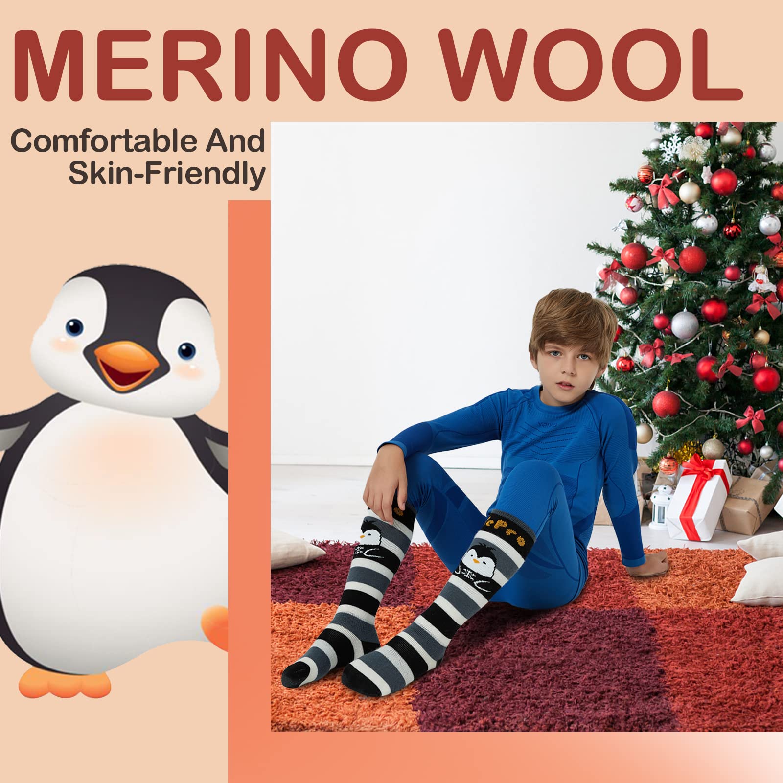 Yepro Kids Merino Wool Socks, Winter Socks for Boys & Grils, Thermal socks for Skiing, Snowboarding, Skating, Running, Hiking