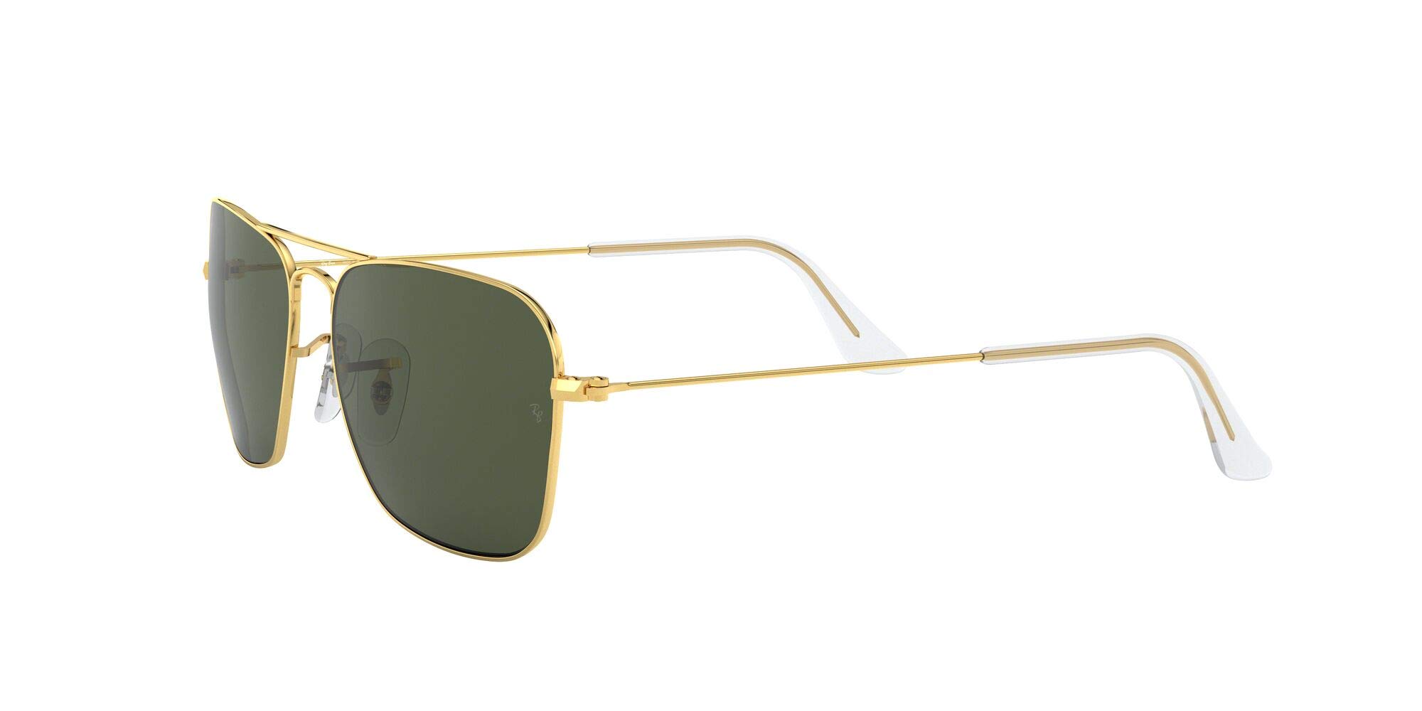 Ray-Ban RB3136 Caravan Square Sunglasses, Gold/G-15 Green, 55 mm