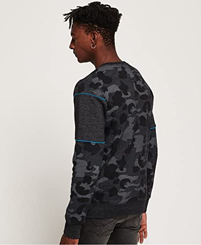 Superdry Mens Vintage Logo Camo Panel Sweatshirt Black Grit Size S