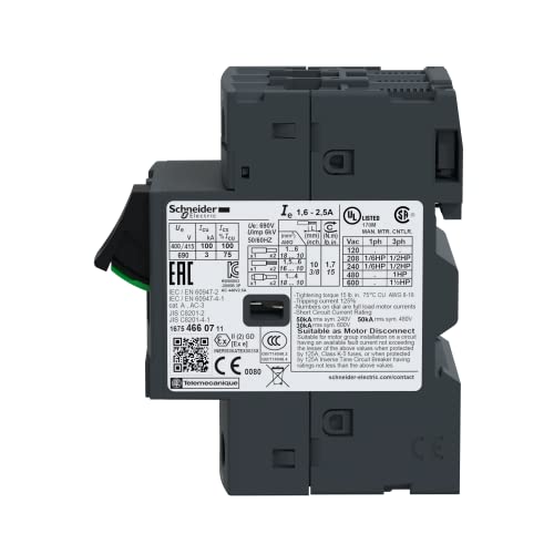 Schneider Electric Gv2me07 3P Motor Circuit Breaker 1.6-2.5A Gv2me07