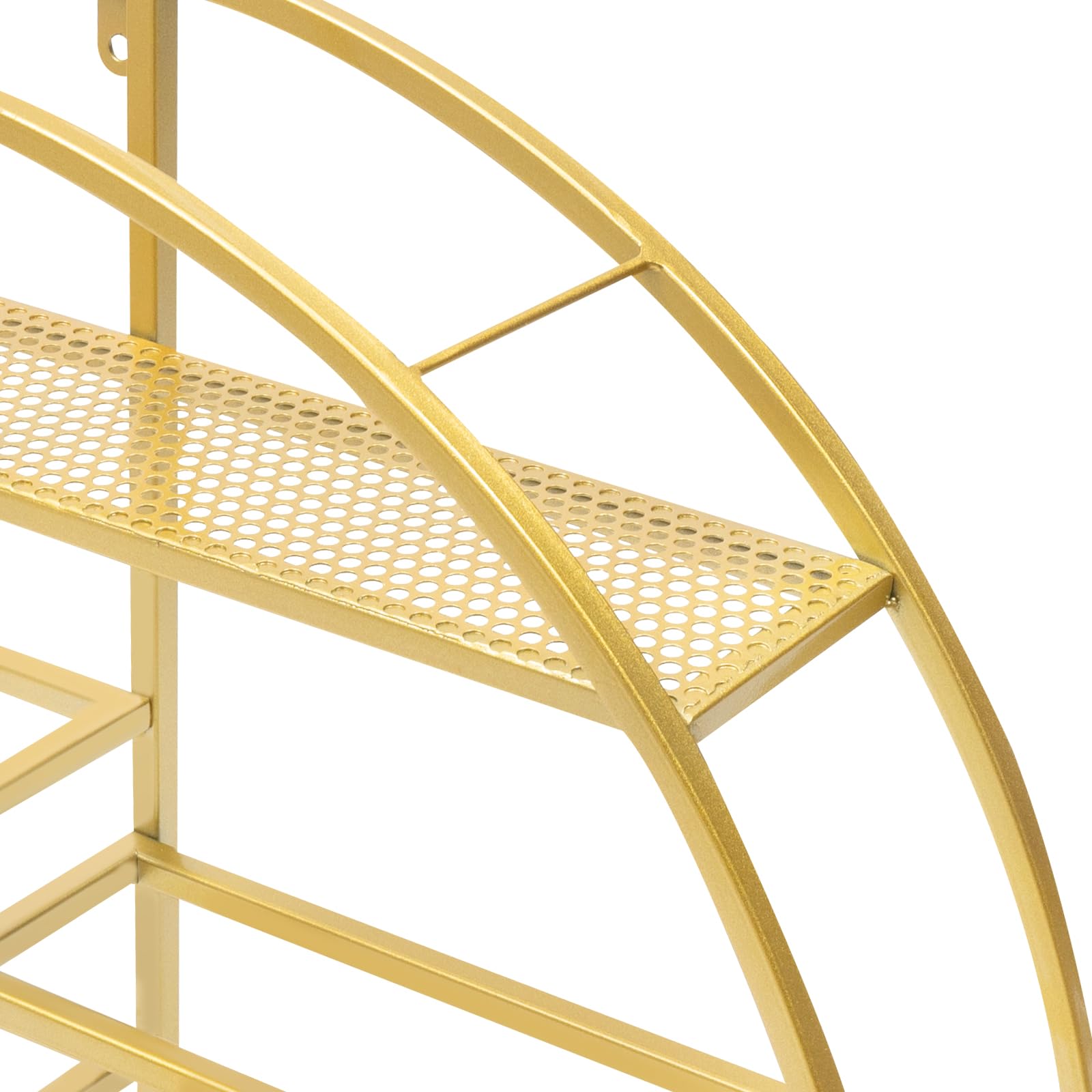 Wine Shelf Wall Mounted, Round Wine Glass Rack Wall Mounted, Metal Hanging Wine Display Holder Organizer, Gold Wine Racks for Home Kitchen Bar Decor Storage, Suitable Goblet Diameter:2.76-3.54in