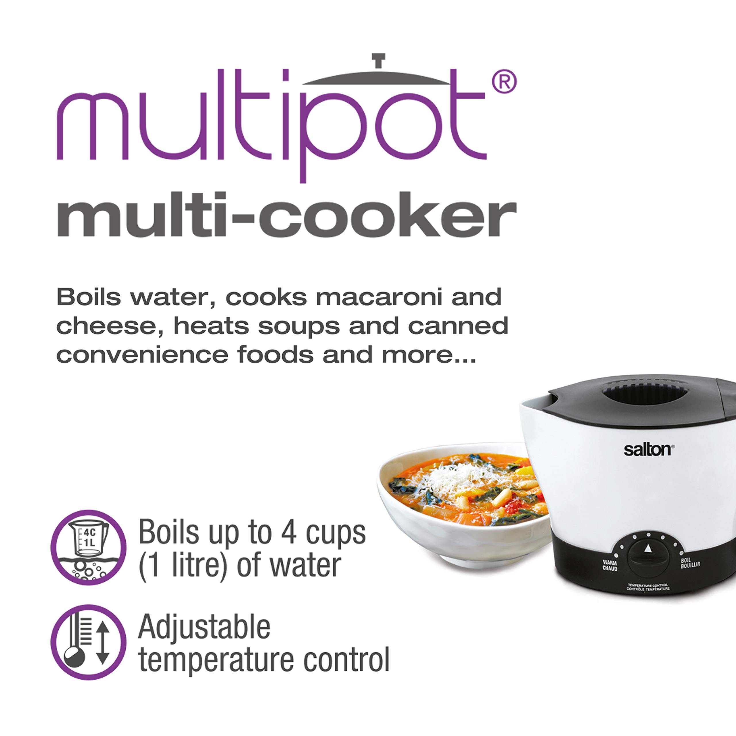 Salton MP1206 Multi-Pot, Boil up to 4-Cups of Water, White