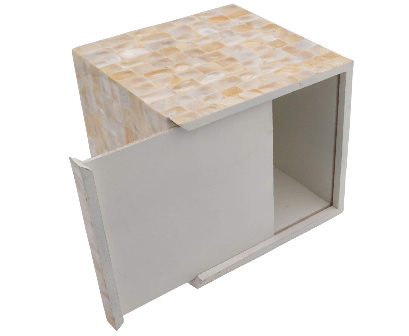 Square Tissue Holder – Decorative Tissue Box Cover is Finished in Beautiful Mother of Pearl by The Metal Magician