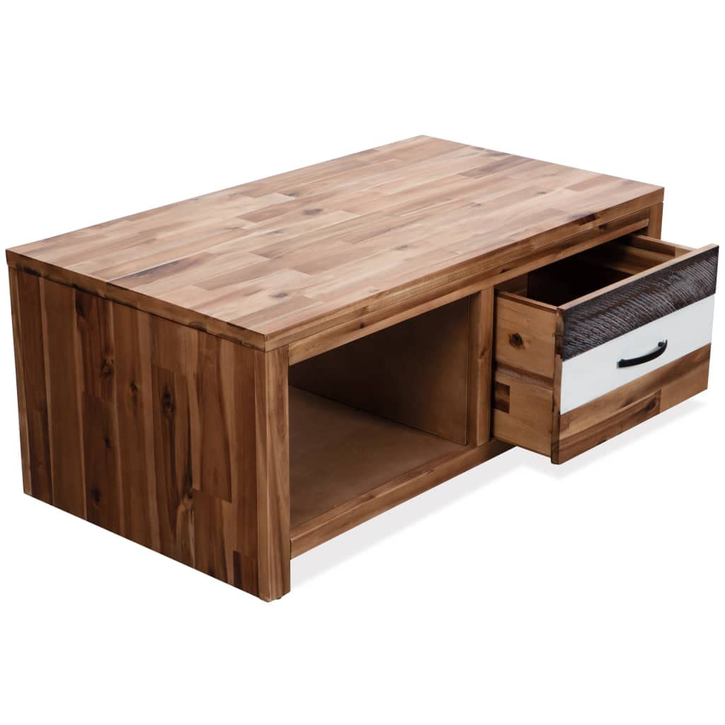 QJBSAVVA Coffee Table Solid Acacia Wood 35.4"x19.7"x14.8",Entrance Table Tray Tables Center Table Low Table Suitable for Meeting Rooms, Reception Rooms, Offices
