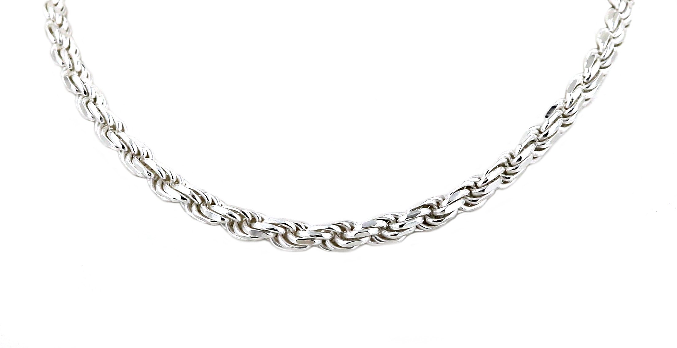 Real Solid 925 Sterling Silver Diamond Cut Rope Chain 4.0mm 16" to 30" (30)