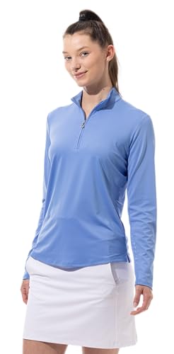 SanSoleil Womens Sunglow UV 50 Long Sleeve Zip Mock Top XX-Large Cornflower Blue