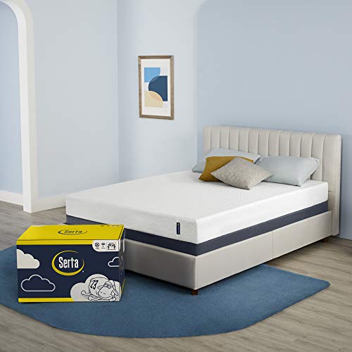 Serta - 7 inch Cooling Gel Memory Foam Mattress, Full Size, Medium-Firm, Supportive, CertiPur-US Certified, 100-Night Trial - For Ewe, White