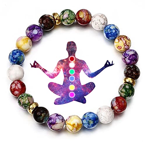 Pulsera Arus 7 Chakras Original,Healing Stones Bracelet Chakra Bracelets for Women 7 Chakra Bracelet Healing Crystal Stone Bracelets Yoga Balance Energy Volcanic Stones Bracelet Christmas Gifts