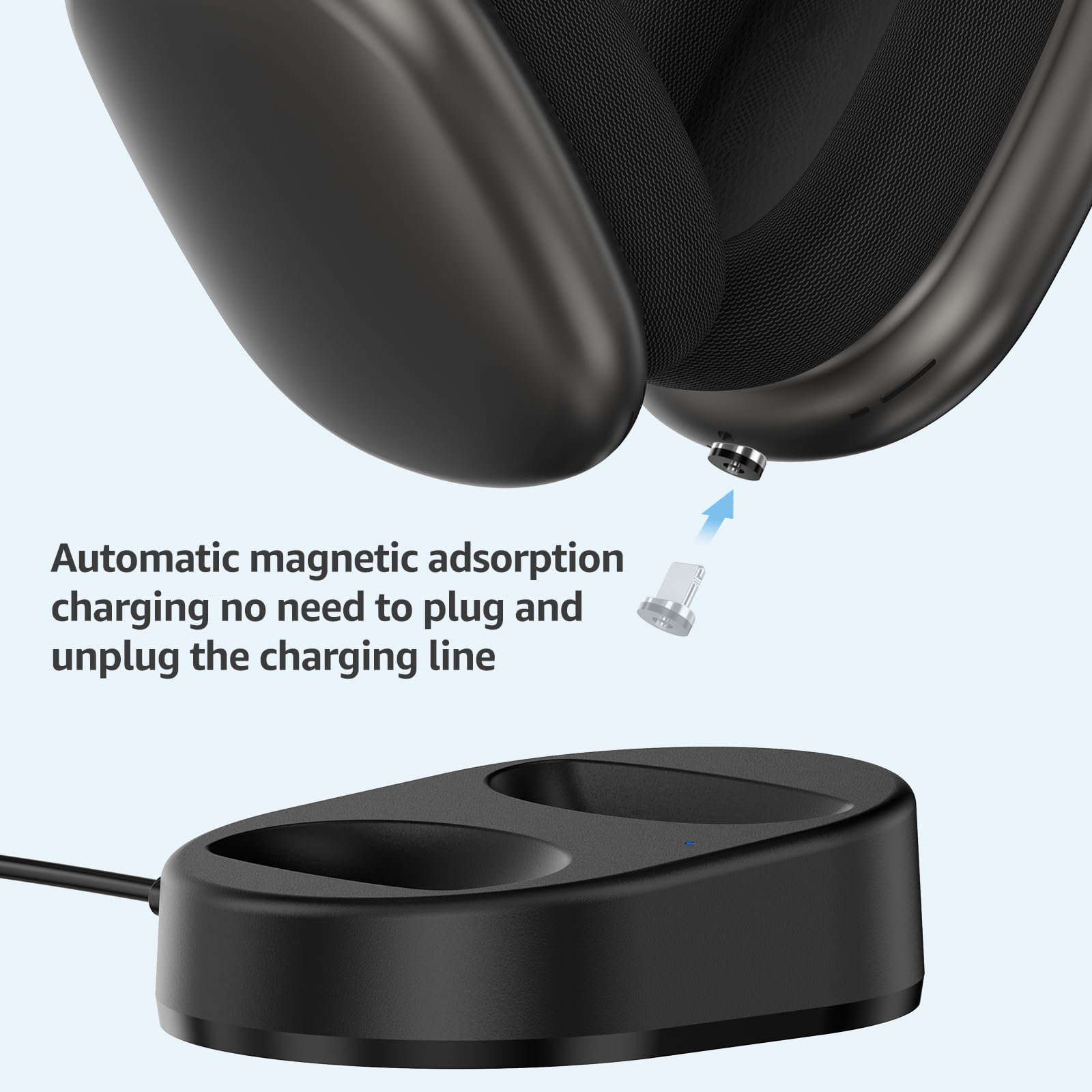 ROUNKIN Charging Stand for AirPods Max Headphone,Magnetic Stand,Protable Desktop Headset Holder, Gaming Headset Stand, Charging Base for Headphones,Designed for AirPods Max (Black)