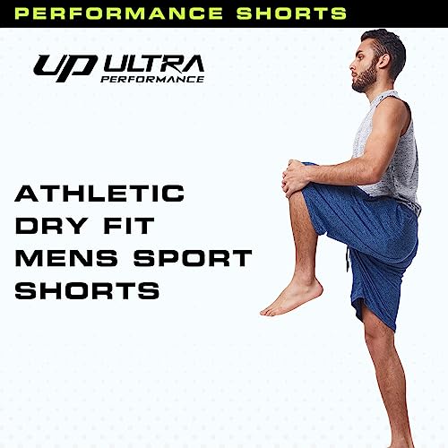 Ultra Performance Mens 5 Pack Athletic Running Shorts, Basketball Gym Workout Shorts for Men with Zippered Pockets