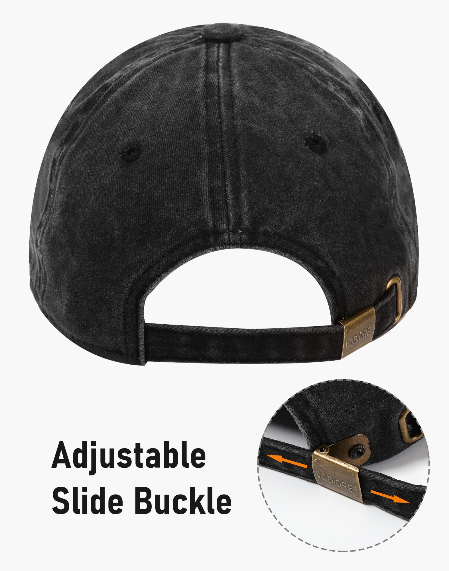 VODIORE Black Baseball Cap Low Profile Cap Dad Hat Blank Ball Caps Baseball Hat for Women Men Black