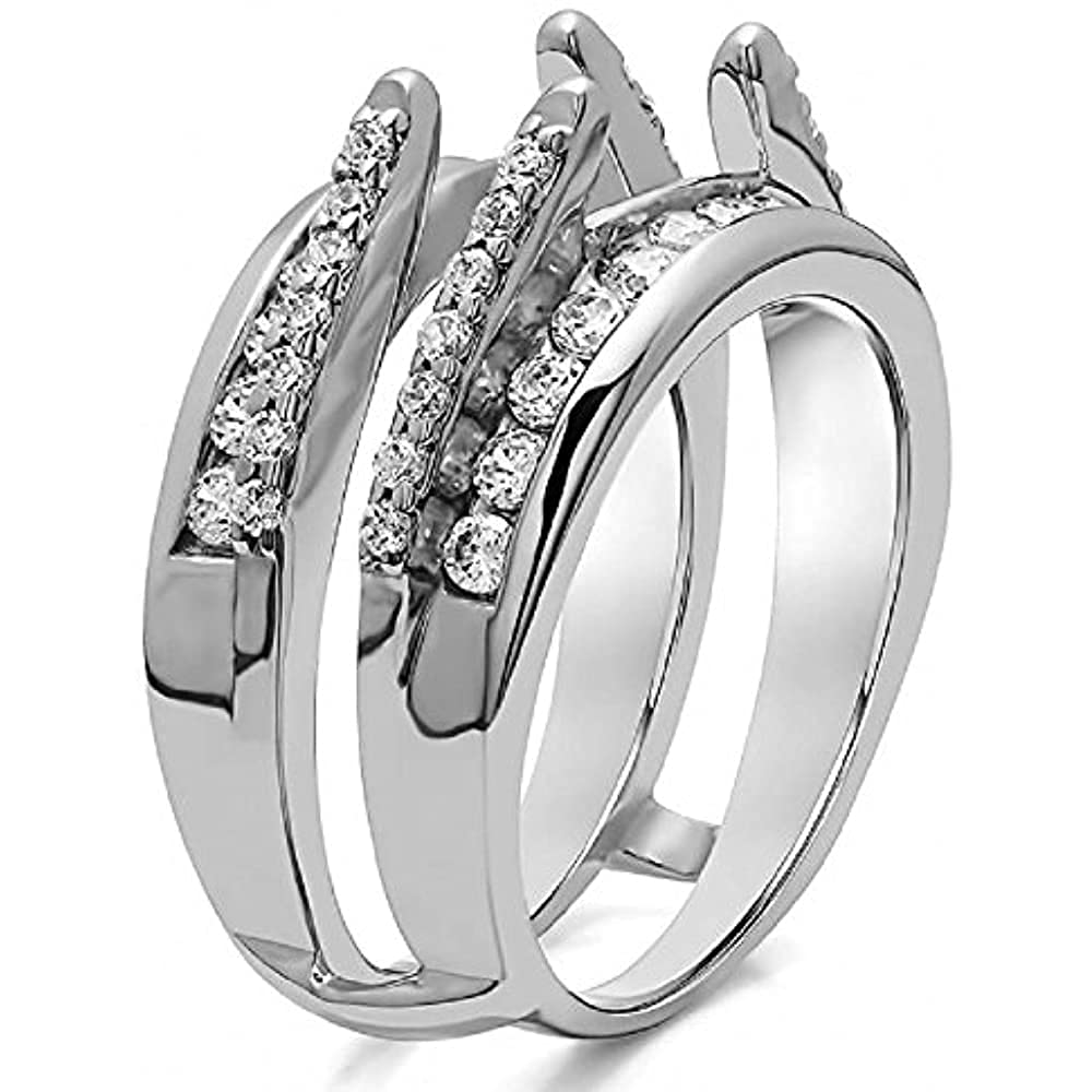 Tusakha 1.2Ct 14K White Gold Plated Cubic Zirconia Two-Birch Double Infinity Ring For Women's (7.5)