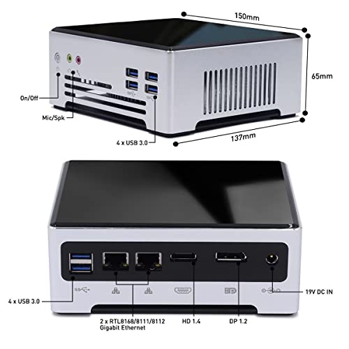 WEIDIAN NUC Mini PC Desktop PC DDR4 Octa Core i9 10880H 64GB RAM 1TB SSD 2LAN HD DP M.2 WiFi BT4.2 Windows 11 Pro Mini Business PC Built-in-Fan Mini Desktop Computer Small PC