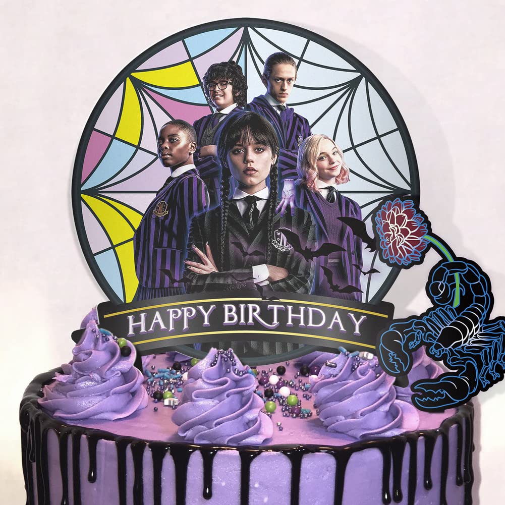 Wednesday Cake Toppers Set, Cake Decorations for Addams Theme Birthday Party Supplies