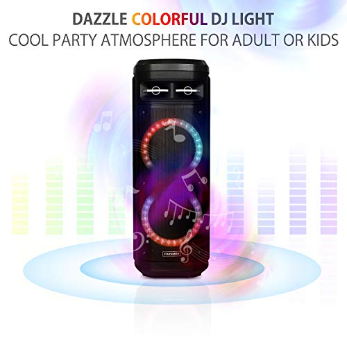 STARQUEEN Karaoke Machine Speaker for Adults Bluetooth Pa System with Dual 10 inch Woofer Colorful DJ Lights 2 Wireless Microphone Perfect for Party Speech Class
