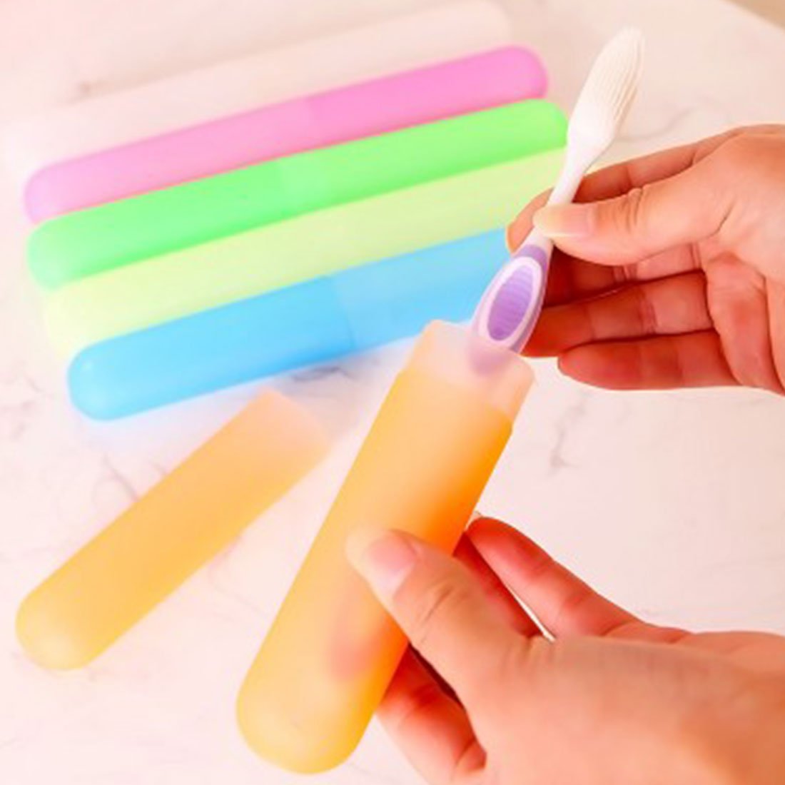Qtqgoitem Plastic Vacation Traveling Case Protable Toothbrush Storage Box Container 2pcs Yellow (model: 22c cdb 586 e71 fac)