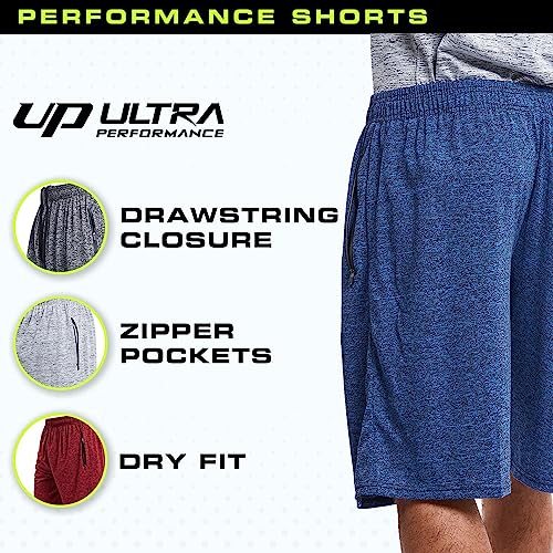 Ultra Performance Mens 5 Pack Athletic Running Shorts, Basketball Gym Workout Shorts for Men with Zippered Pockets