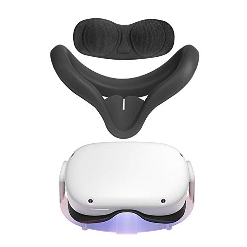 VR Sweat-Proof Silicone Face Cover and Lens Protect Cover for Oculus Quest 2, Silicone Eye Cover Pad, EVA Lens Protector, Dust Proof, Anti Scratch for VR Accessories Set