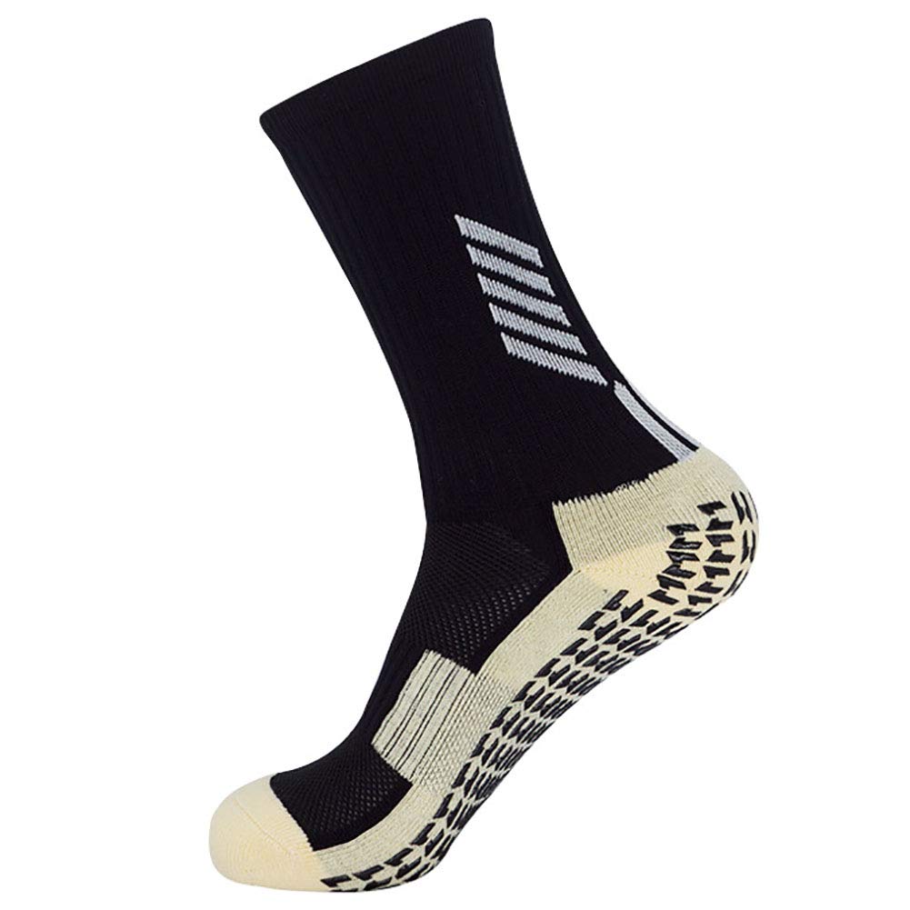 Ulalaza Unisex Anti Slip Sports Thicken Cushion Soccer Socks Non Skid Grippy Traction for Football Basketball Sports