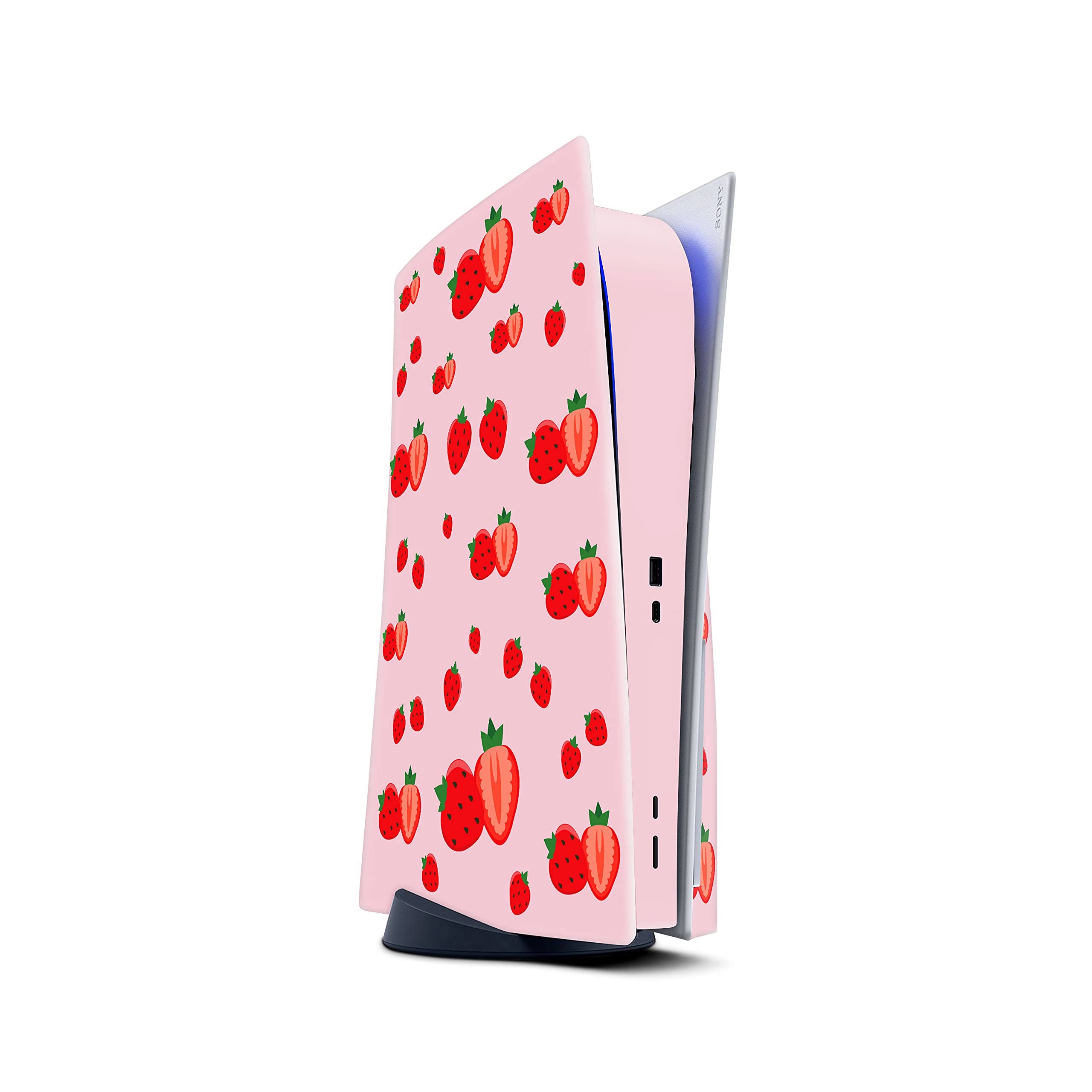 TACKY DESIGN PS5 Strawberry Skin for PlayStation 5 Console and 2 Controllers, Red skin Vinyl 3M Decal Stickers Full wrap Cover (Disk Edition)