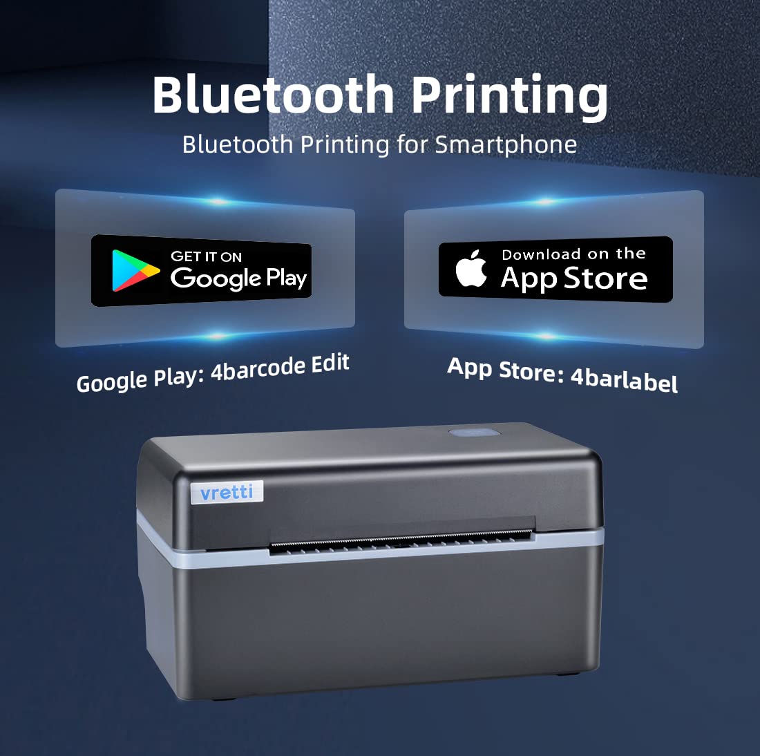 vretti Bluetooth Thermal Label Printer, Wireless 4x6 Shipping Label Printer, 152mm/s Destop Barcode Label Printer for Shipping Packages, Small Business, Amazon,Windows, Mac