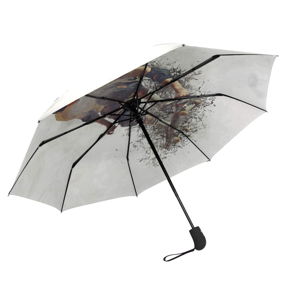 SUSINO Skateboarding Compact Travel Umbrella Windproof Automatic Open Close Pattern Graphic Folding Umbrellas for Women Men
