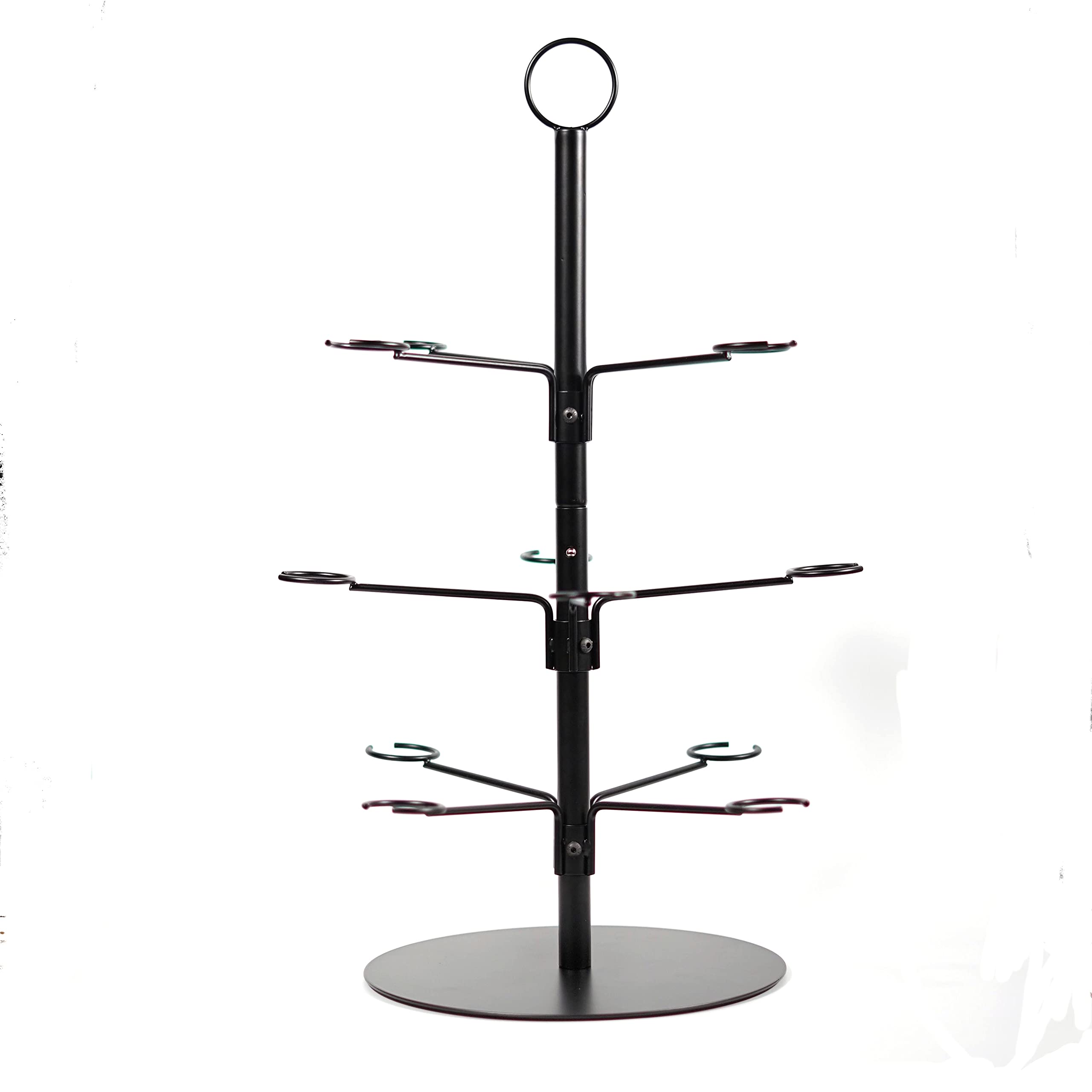 Tree Bar Cocktail Tree Stand, Black Metal Display Stand For Wine, Champagne, Cocktails, and Shot Glasses at Weddings, Parties, and Brunch - 12 holders, 2 ft tall