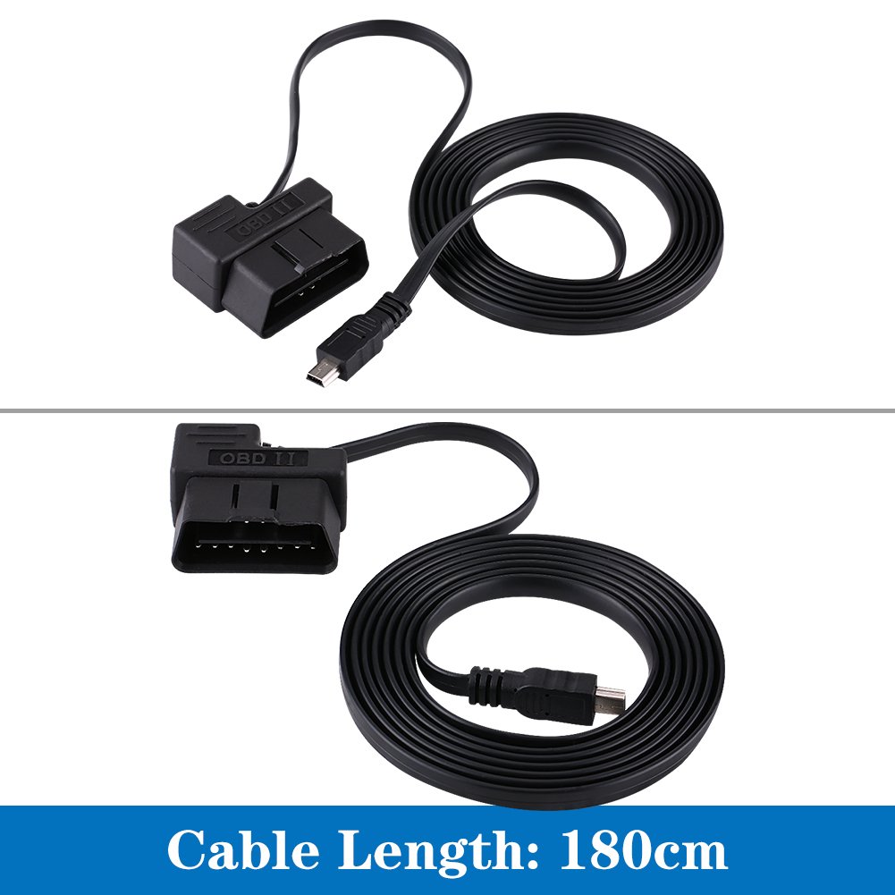 Suuonee OBD2 Diagnostic Cable, 180cm Car OBD-II OBD2 EOBD 16pin Diagnostic Extension Adapter to Mini USB Cable