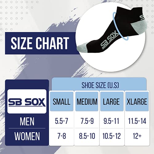 SB SOX Lite Plantar Fasciitis Compression Socks (2 Pairs) for Women & Men - Lowcut Socks for Running, Athletic, Daily Use (Black/Gray, Medium)