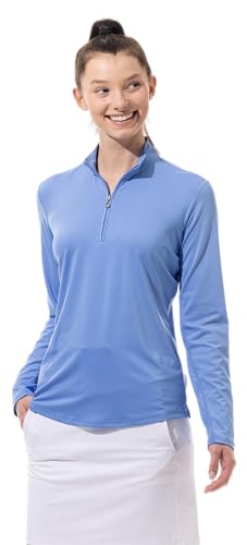 SanSoleil Womens Sunglow UV 50 Long Sleeve Zip Mock Top XX-Large Cornflower Blue