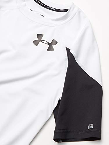 Under Armour Big Boy's UA COMP Rashguard Swimwear, White, YLG