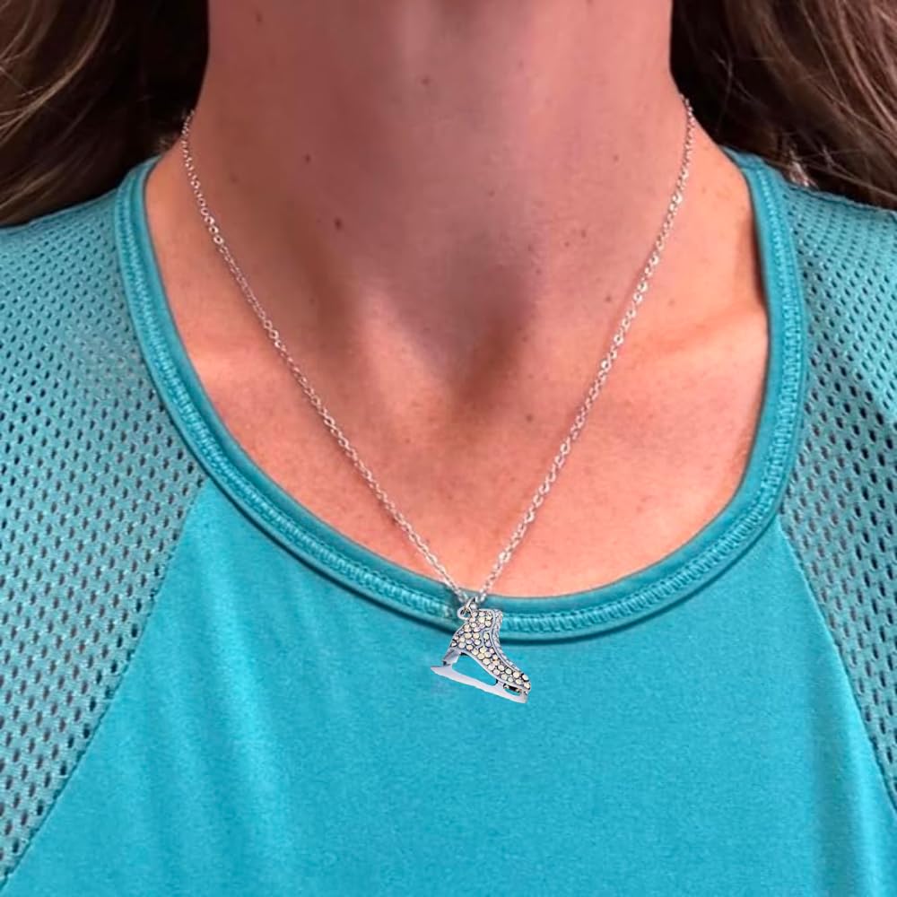 Sportybella Skate Necklace - Girls Ice Skating Charm Pendent - Figure Skating Gifts