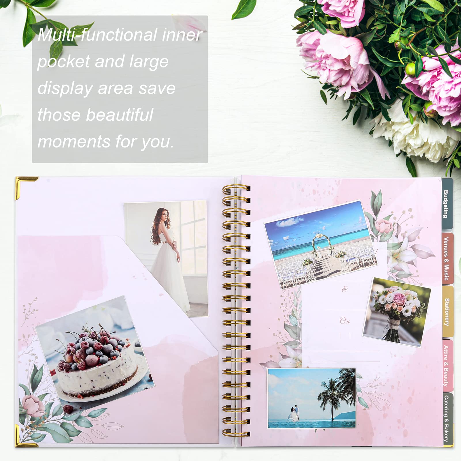 Wedding Planner Book and Organizer For The Bride,Engagement Gift for Newly Engaged Couples,Bride To Be Gifts-Planning Stickers,Pocket Folder,Ballpoint Pen and Card.