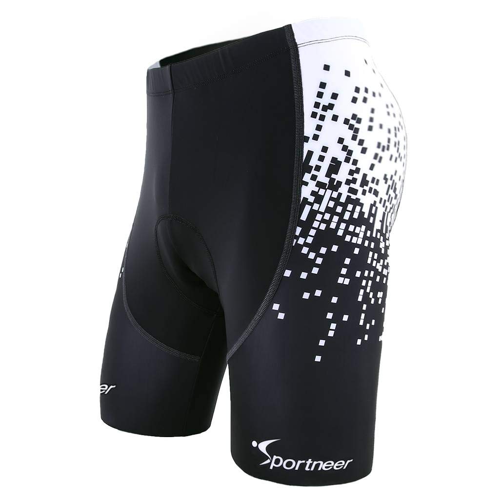 Sportneer 4D Padded Cycling Men's Shorts Black-White