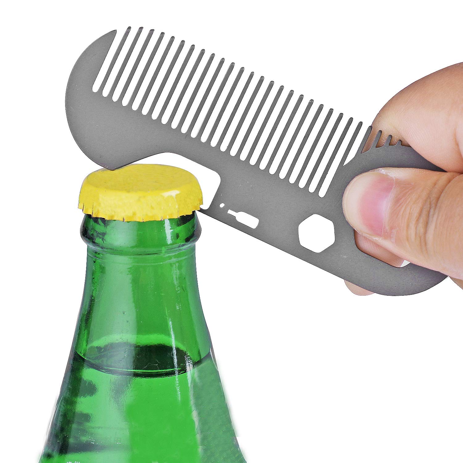 WISEPRO Beard Mustache Comb Fine Toothed Beard Comb Keychain Comb,Suitable For Beard Care Facial Hair Grooming(Black Circle Corkscrew)