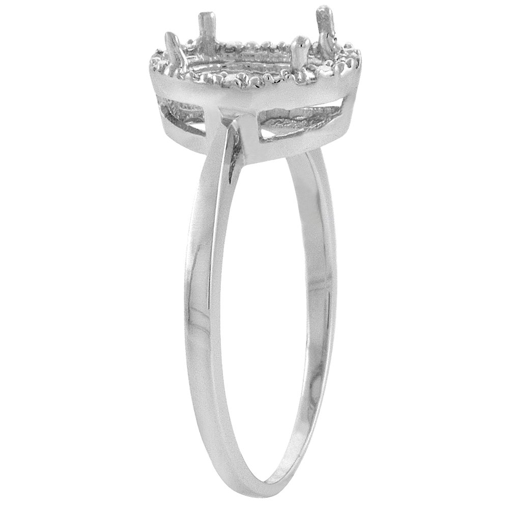 Sterling Silver Natural Morganite Diamond Halo Ring Oval 8X6mm, 1/2 inch wide, size 10