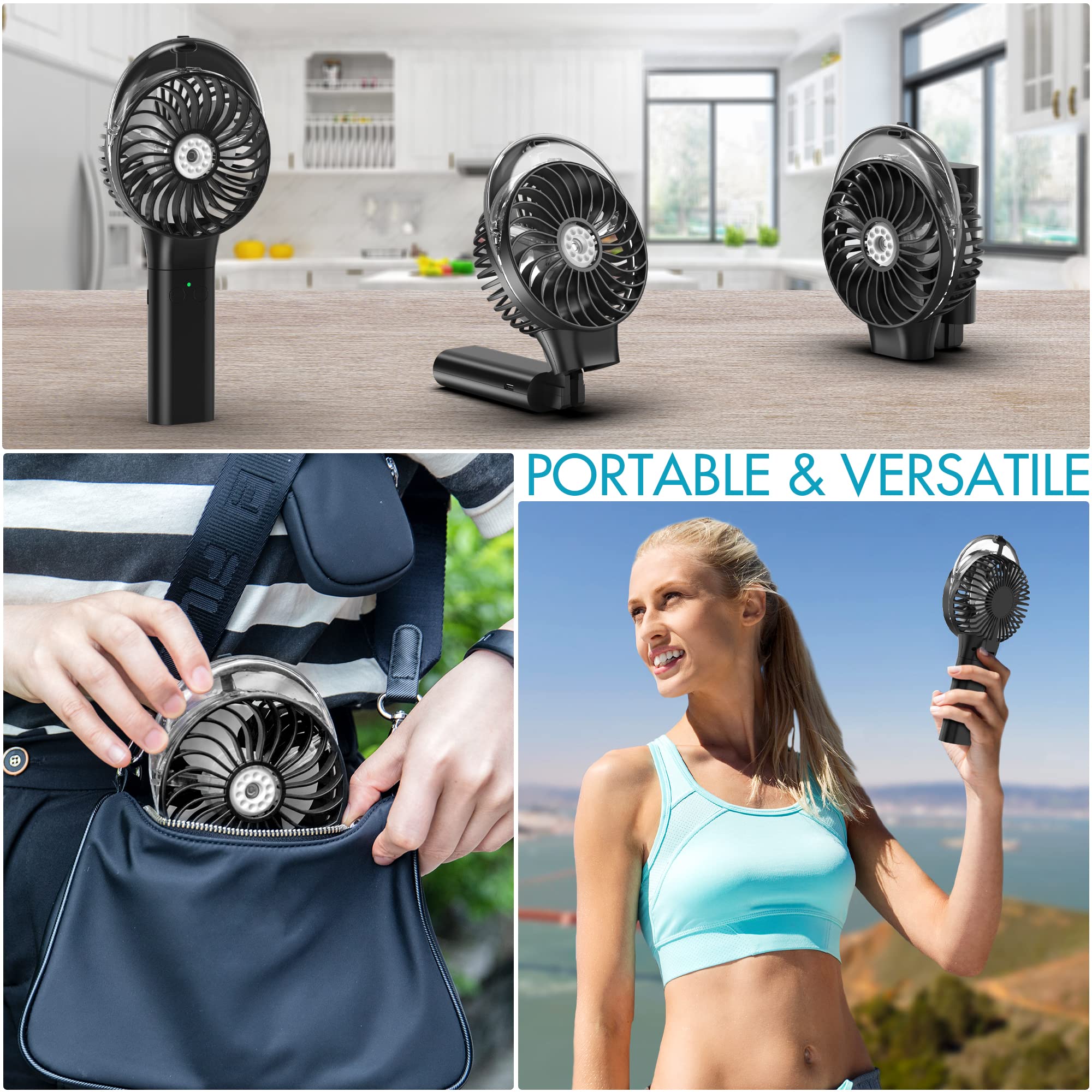 Super Mini Handheld Fan, Pocket Size Portable Battery Fan with Max 18 Hours Working Time, Strong Airflow, 3 Speeds, Natural Wind Mode, Removable Base Personal Fan For Home, Office (Pink))