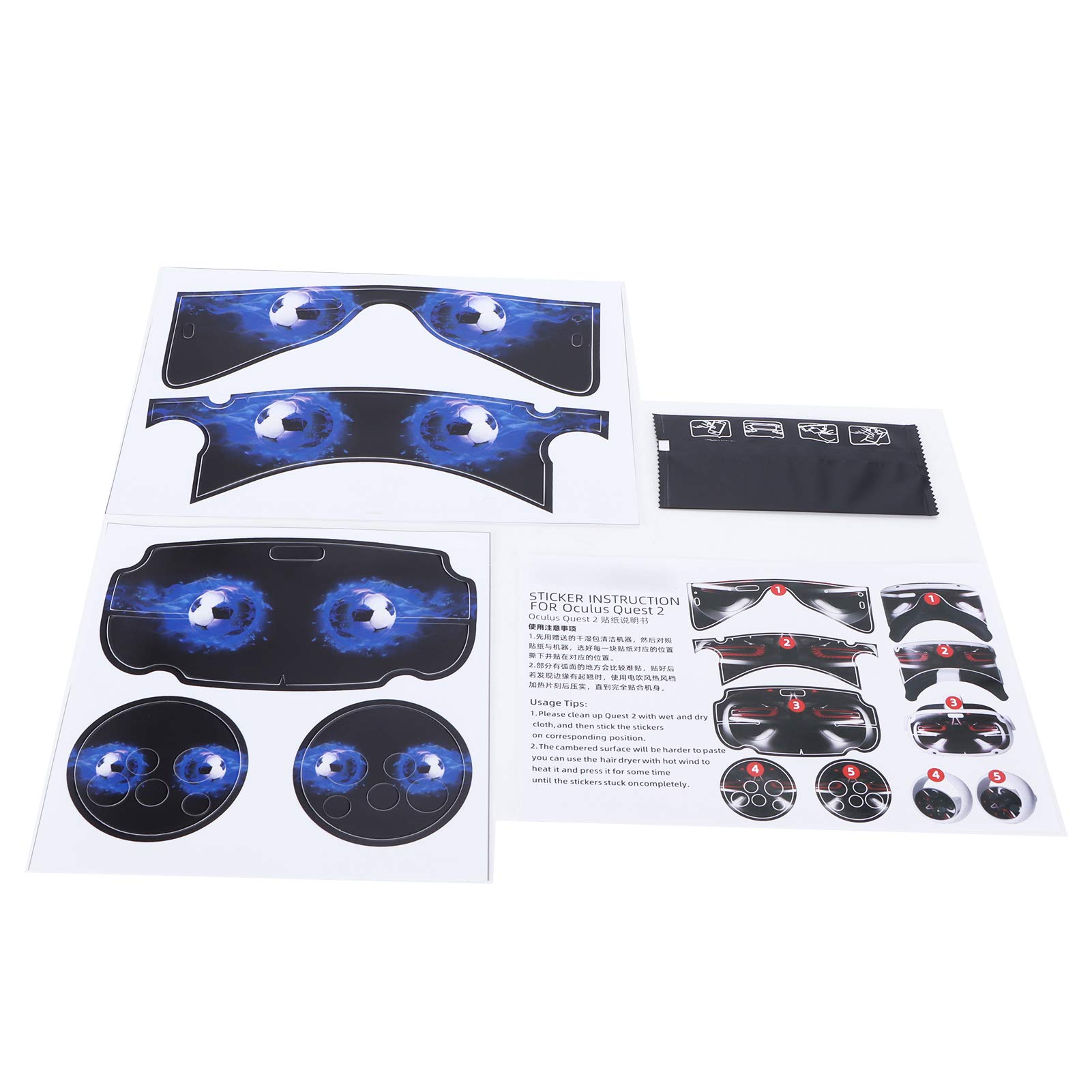 VR Controller Headset Stickers,Controller Headset Protective Stickers,Virtual Reality Protective Headset and Controller Sticker,PVC Skin Cover Set for Oculus 2 VR Glasses(Blue