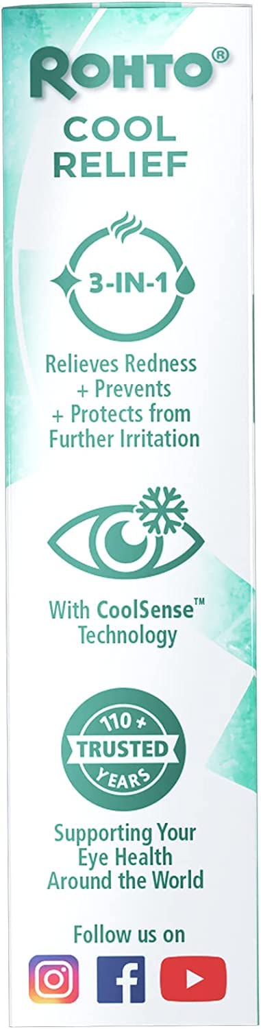 Rohto Fast Acting Redness Reliever Cooling Eye Drops, 0.4 Oz (2 Pack)