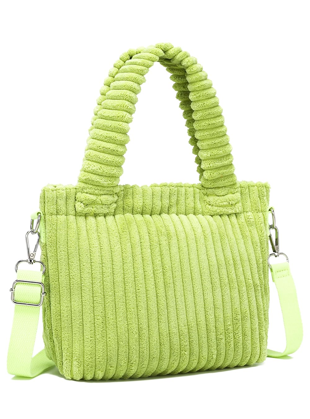 YIKOEE Mini Corduroy Tote Bag for Women Cute Small Tote Bags(Lime Green)