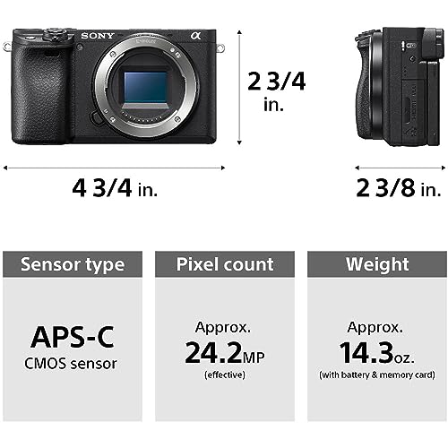 Sony Alpha a6400 Mirrorless Digital Camera (Body Only) - Accessory Bundle Includes: Extreme 32GB SD, Memory Card Reader, Gadget Bag, Blower. Microfiber Cloth and Cleaning Kit (Renewed)