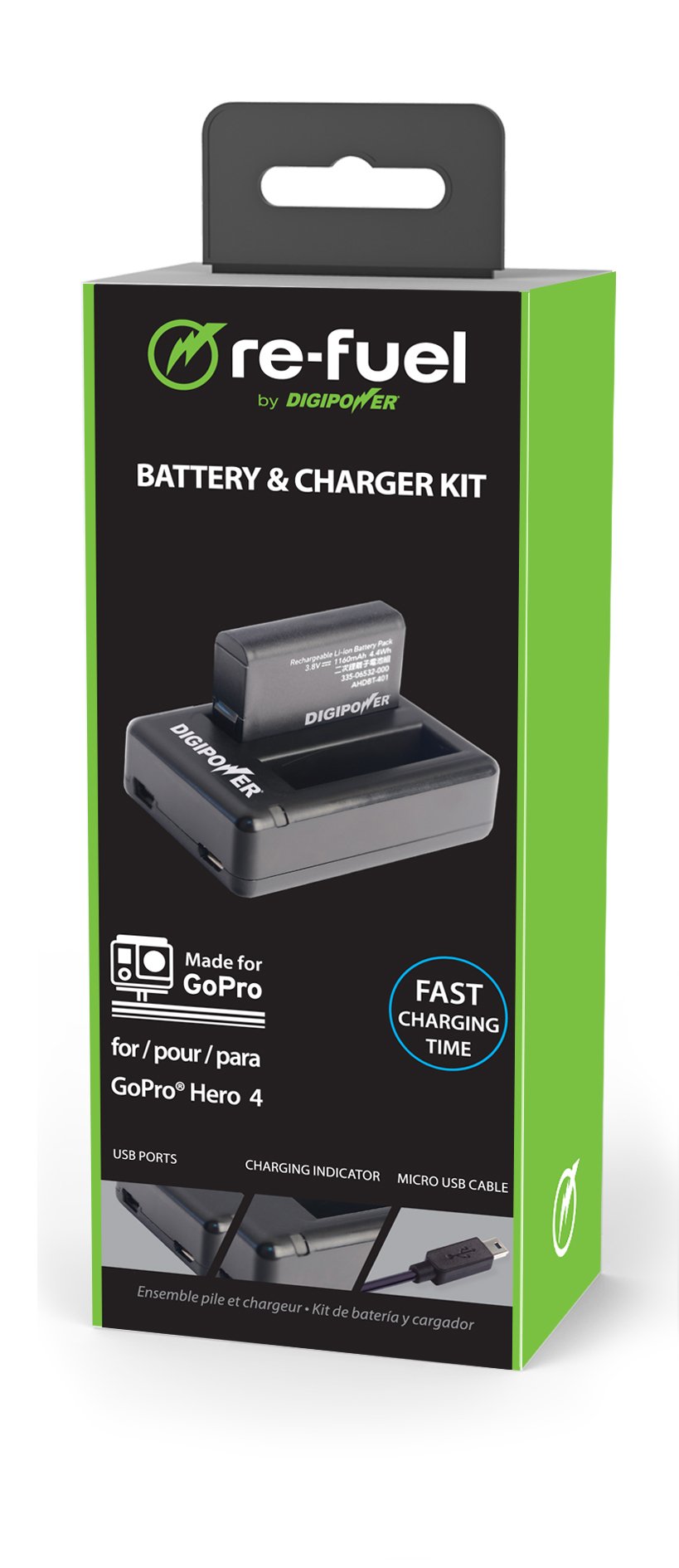 Re-Fuel Dual Port Battery & Charger kit for GoPro Hero4 - GoPro Hero 4 Black/Silver Battery Charger