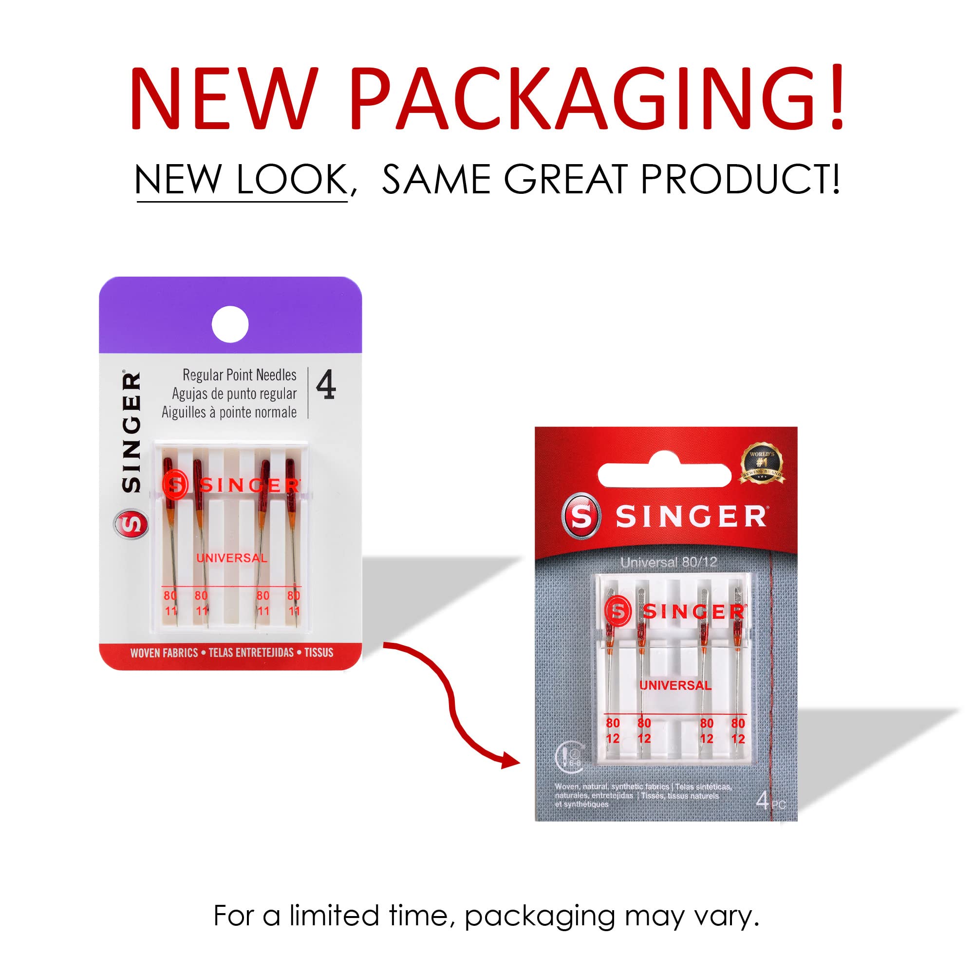 SINGER Universal Embroidery Sewing Machine Needles, 80/12, 5-Count