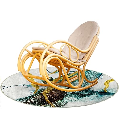 Round Office Desk Chair Mat Green Chair Rugs Floor Protectors Abstract Marble Non-Slip Computer Desk Mat for Tile Floor, Rolling Chairs 4 FT