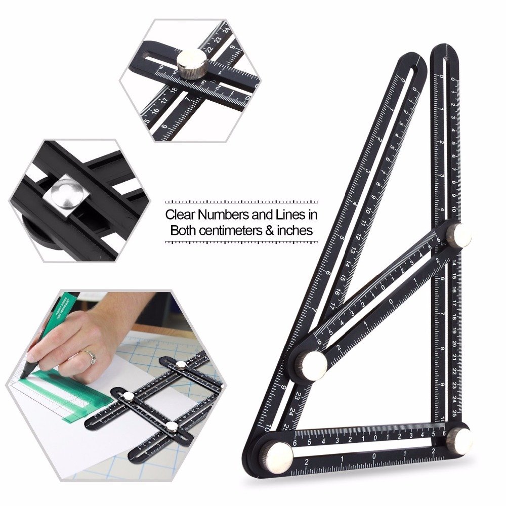 Red Stone Products Template Tool - Premium Multi-Angle Heavy Duty Metal Anglelizer Ruler. Precise, Scratch Proof, Compact Hardware With Easy To Read Laser Engraved Numbers. Ultimate DIY Kit.