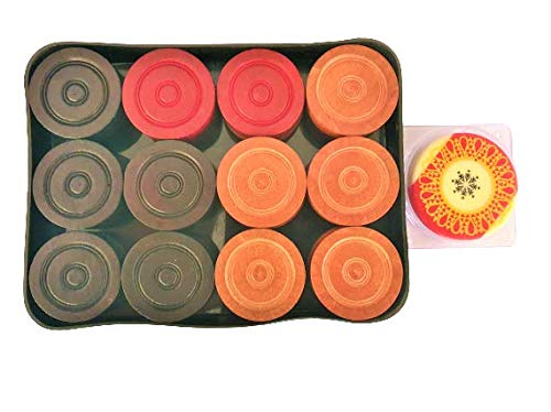 SCEXPORTS 24 Wooden Carrom Game Coins and Striker Set,Wooden Checkers (24 Pieces + 1 Striker with Striker Case FTD