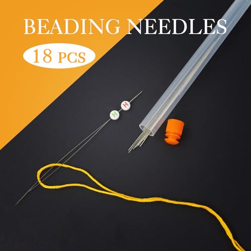 Redamancy 18 Pieces Beading Needles, 6 Sizes Seed Beads Needles Beading Needles Beading Embroidery Needles Big Eye Beading Needles forJewelry Making with Needle Bottle