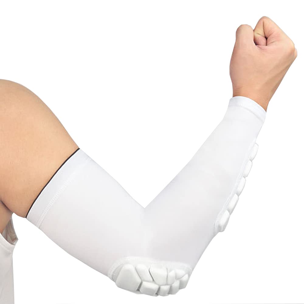 RGA 2PC Padded Arm Sleeve Compression Basketball Arm Sleeve Elbow Pad Sold (Blue [2 Pack], XL)