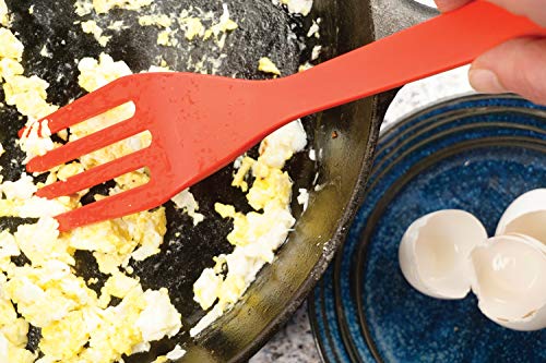 RSVP Ela Silicone Utensils, Spoon, Spatula, and Fork Set, Red